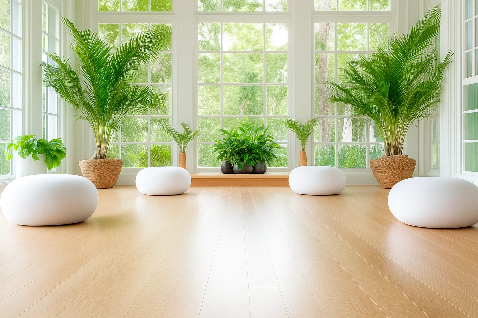 17 Seated Stretch and Focused Breathing in a Peaceful Meditation Room ...